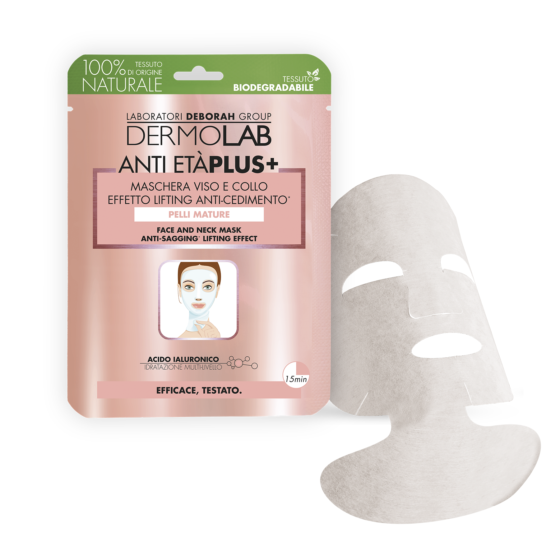 DermoLab Sheet Face & Neck Mask. Pinguldav näo- ja kaelamask küpsele n ...